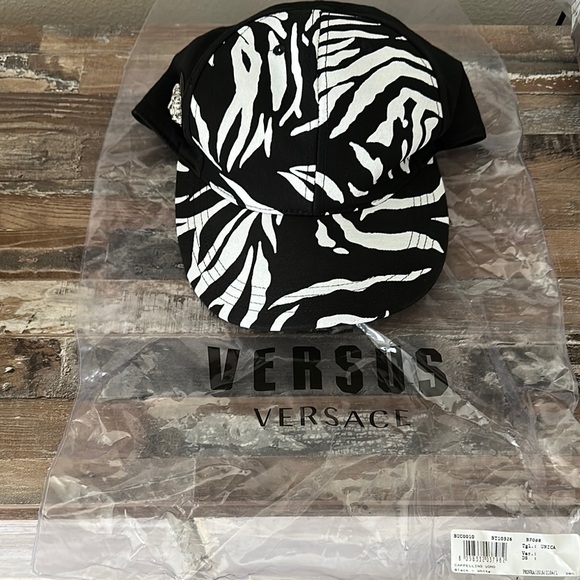 Versus Versace | Accessories | Versus Versace Zebra Print Cap In Black ...